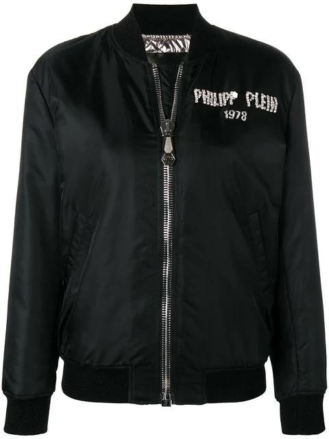 Replica Philipp Plein Crystal Beetle Bomber Jacket Women 02 Black ...